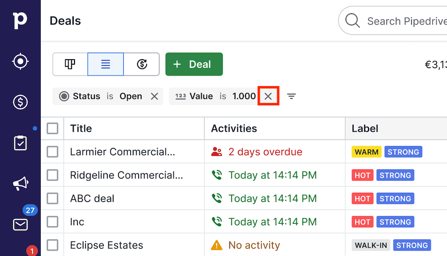 Quick filters - Knowledge Base | Pipedrive